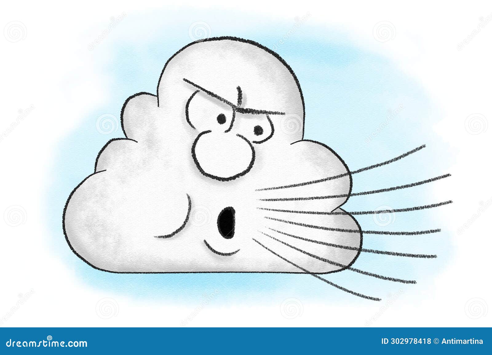 Illustration of Cartoon Cloud Blowing Wind Stock Illustration ...