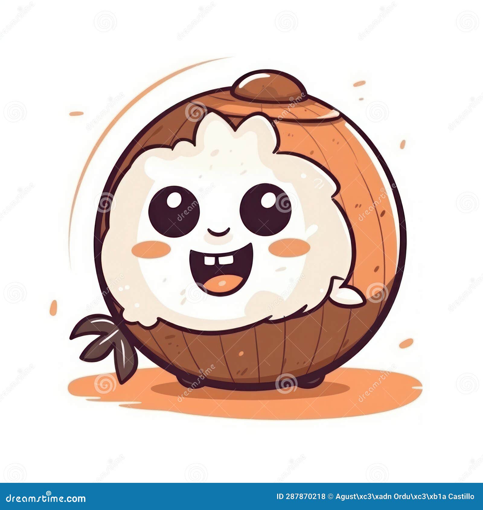 Illustration of a Cartoon Coconut. Stock Illustration - Illustration of ...