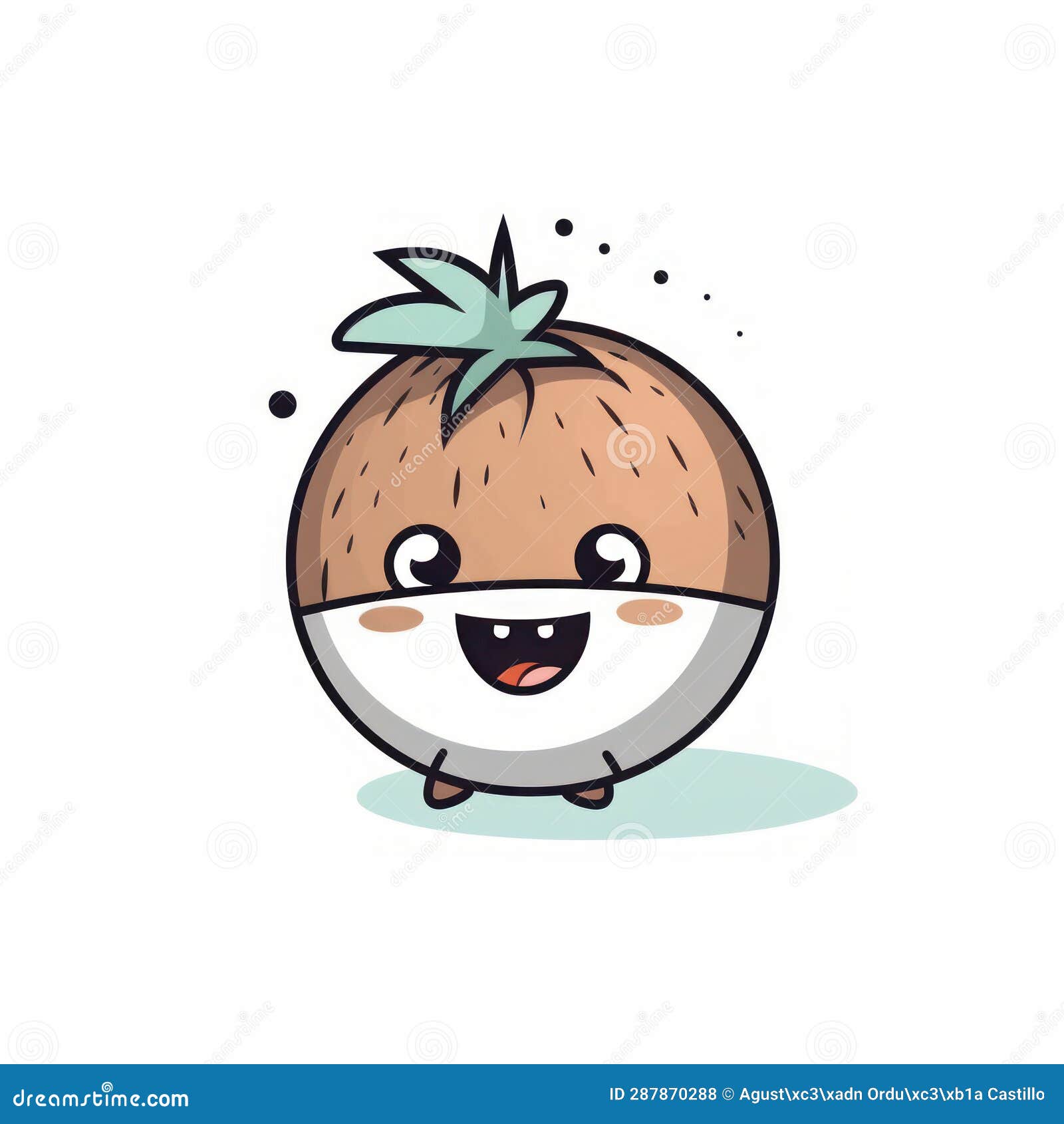 Illustration of a Cartoon Coconut. Stock Illustration - Illustration of ...