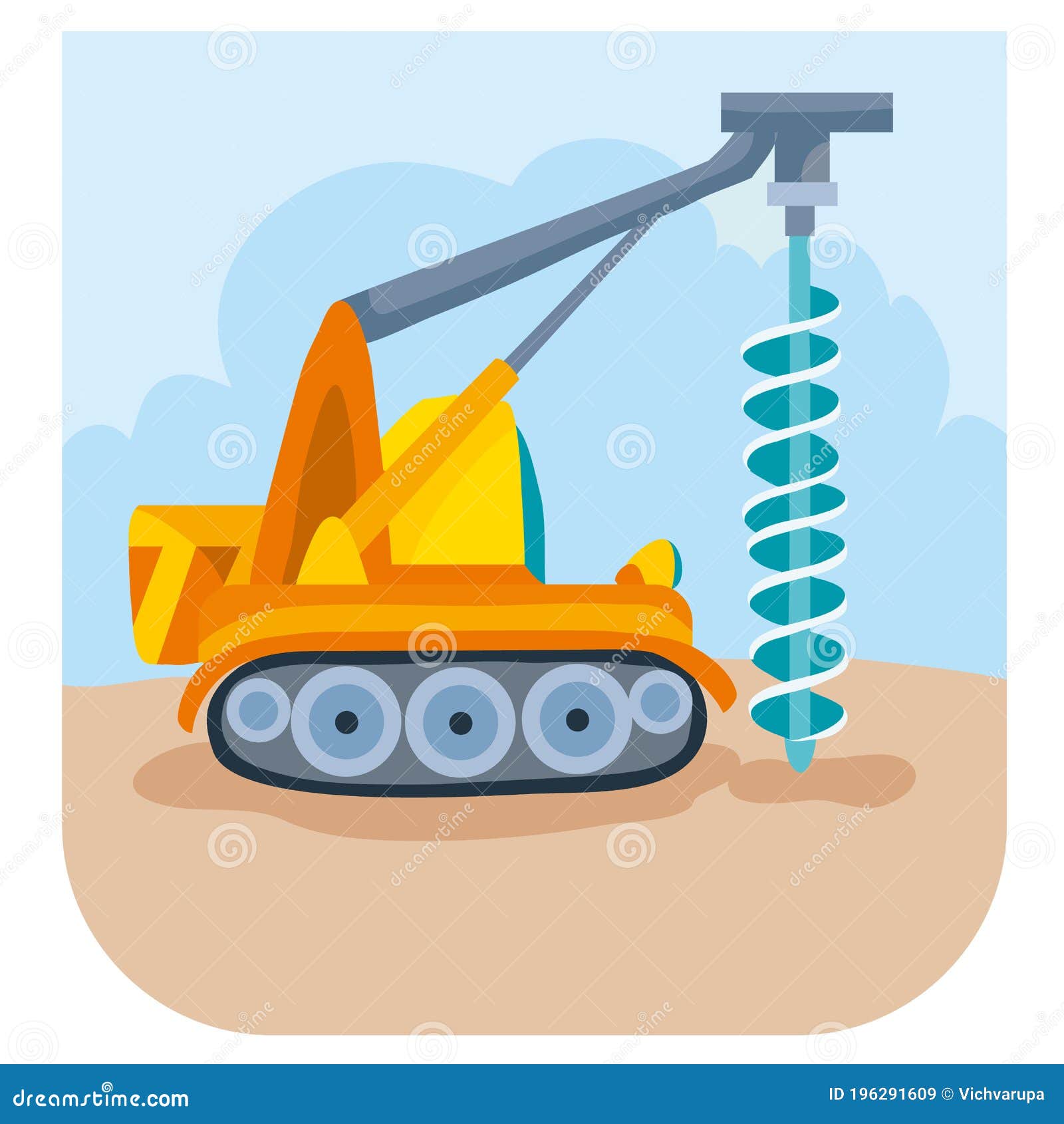 Illustration of a Cartoon Construction Drill Drills Something at a ...