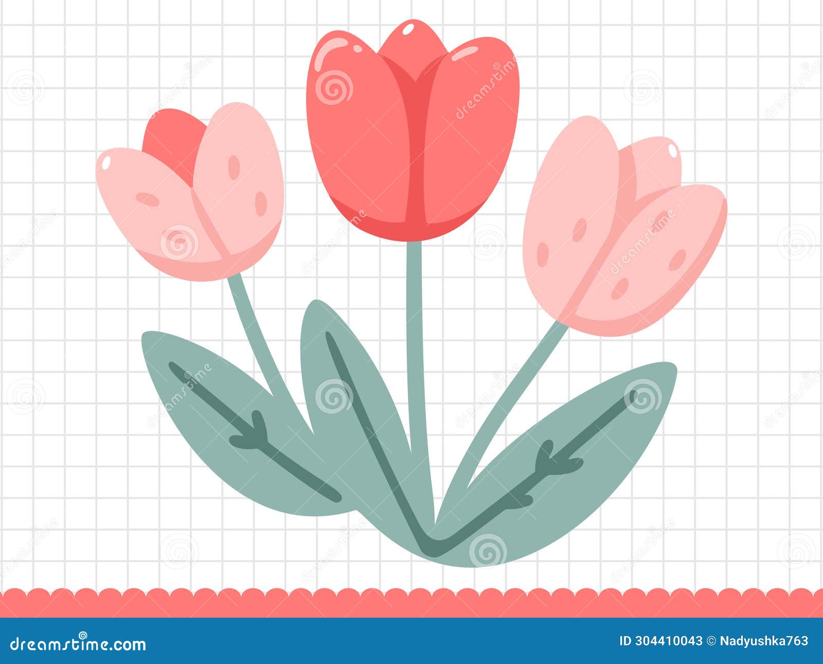 Illustration of a Cartoon Cute Pink Tulip. Stock Illustration ...