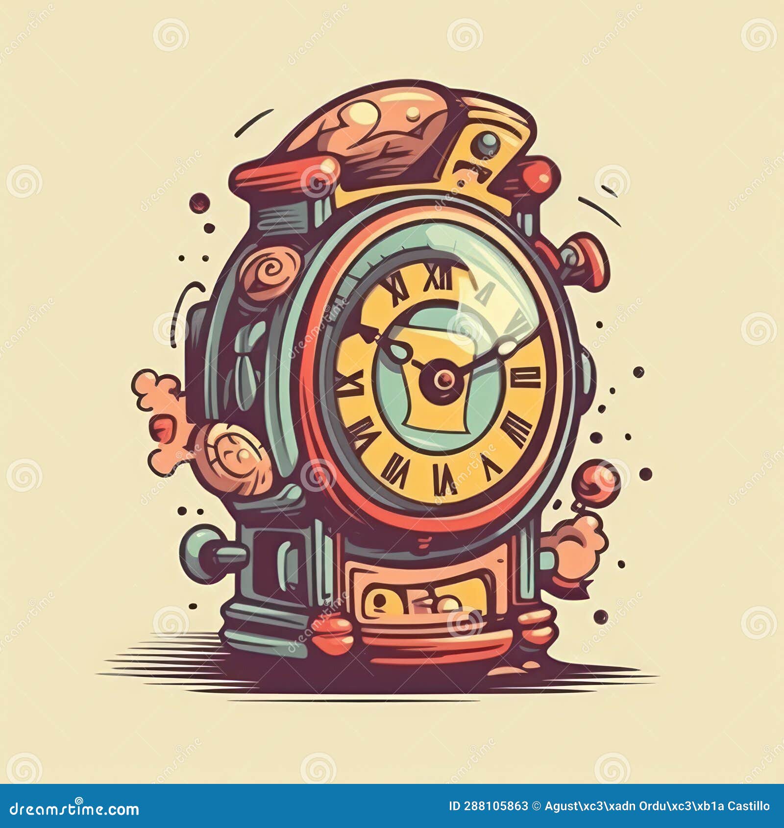 Illustration of a Cartoon Desktop Clock. Generative AI. Stock ...