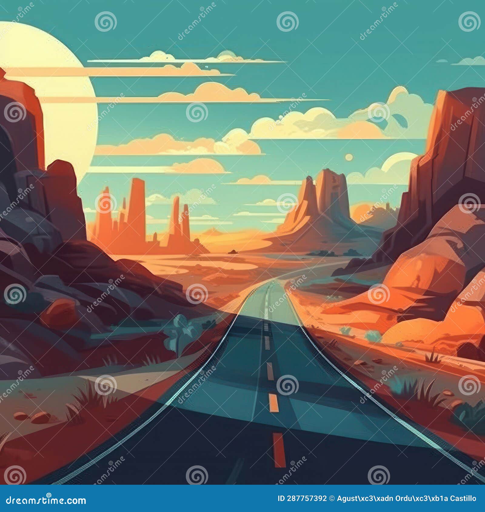 Illustration of a Cartoon Drawing of a Road. Stock Illustration ...