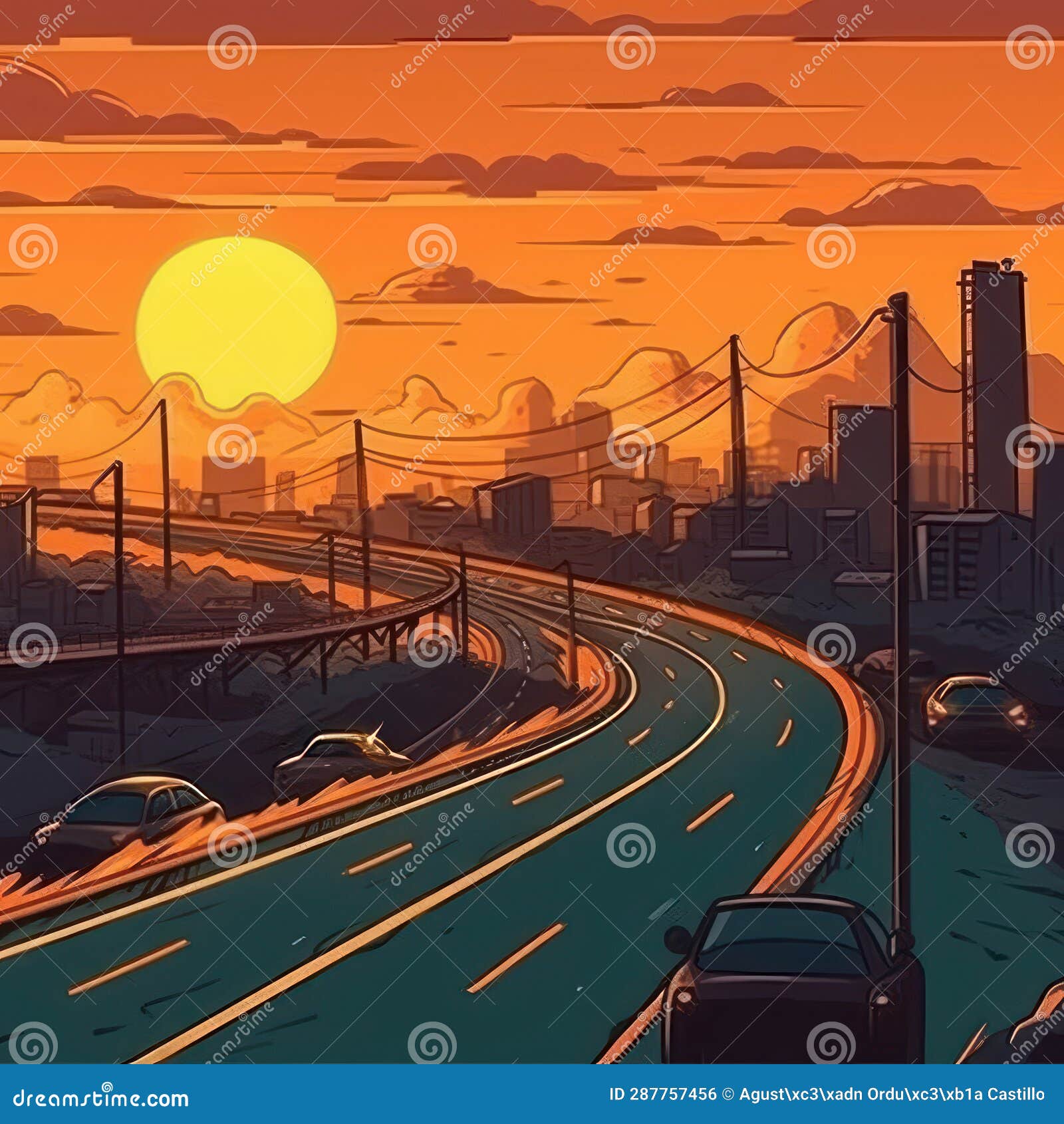 Illustration of a Cartoon Drawing of a Road. Stock Illustration ...