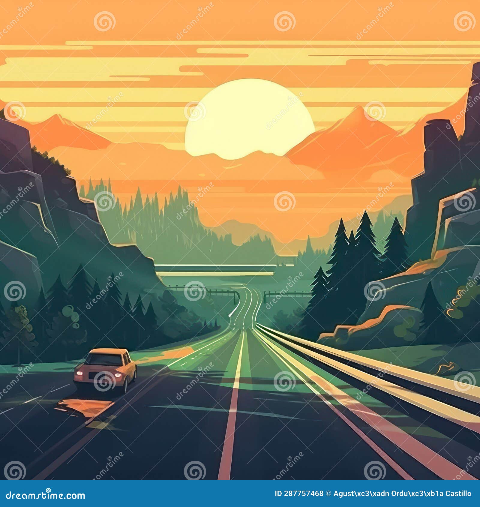 Illustration of a Cartoon Drawing of a Road. Stock Illustration ...