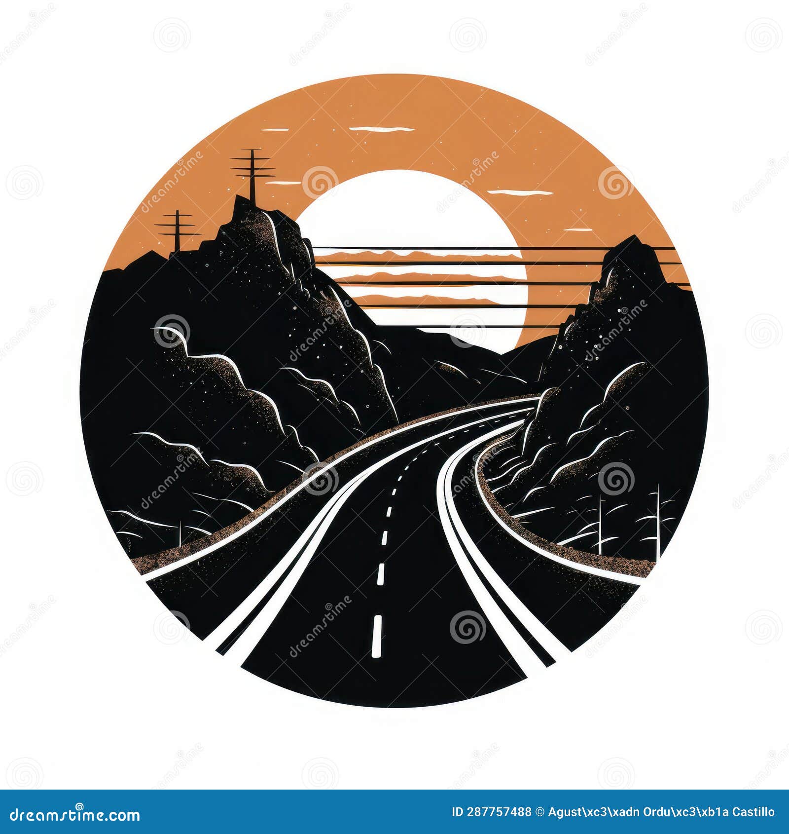 Illustration of a Cartoon Drawing of a Road. Stock Photo - Image of ...