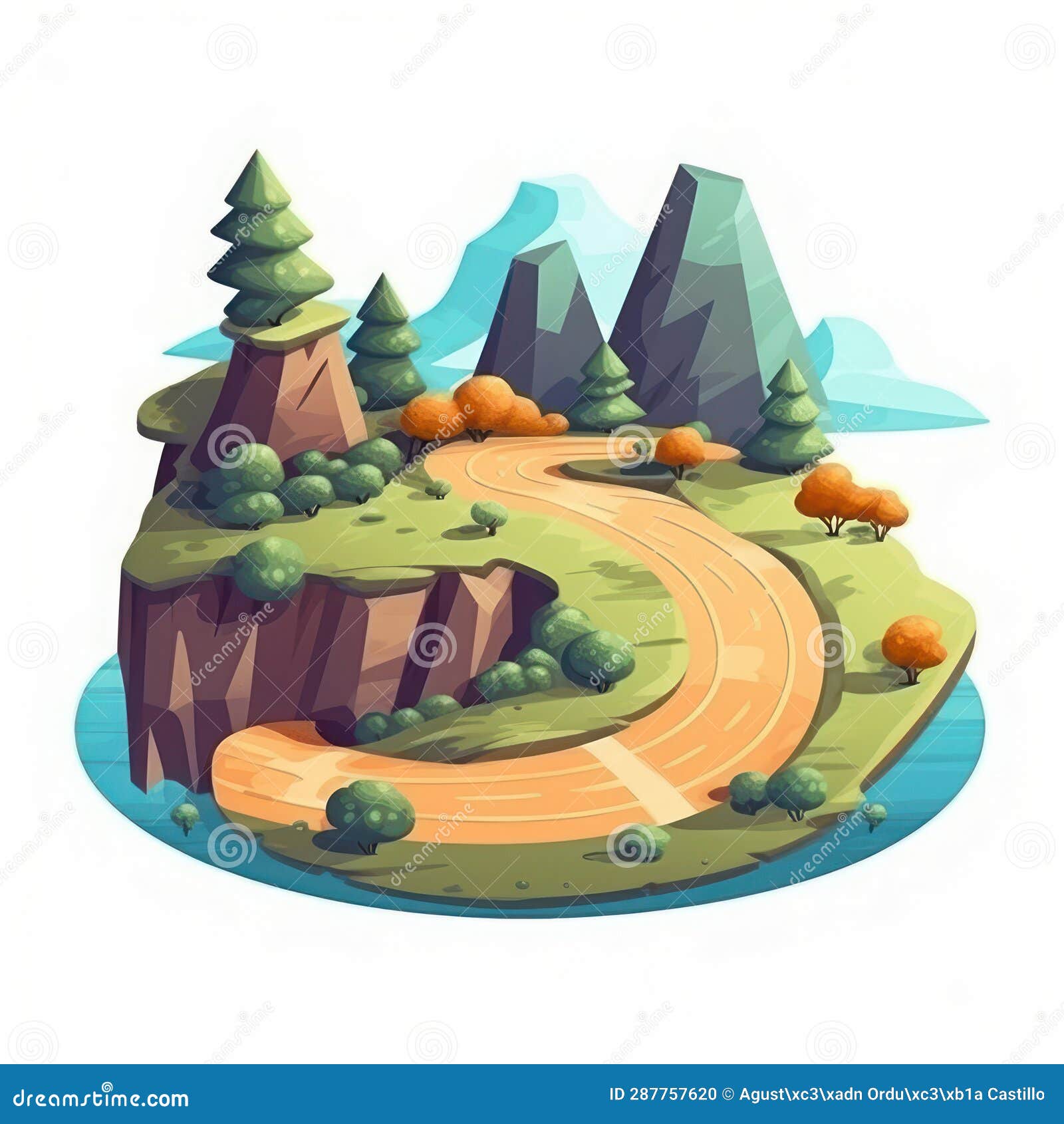 Illustration of a Cartoon Drawing of a Road. Stock Photo - Image of ...