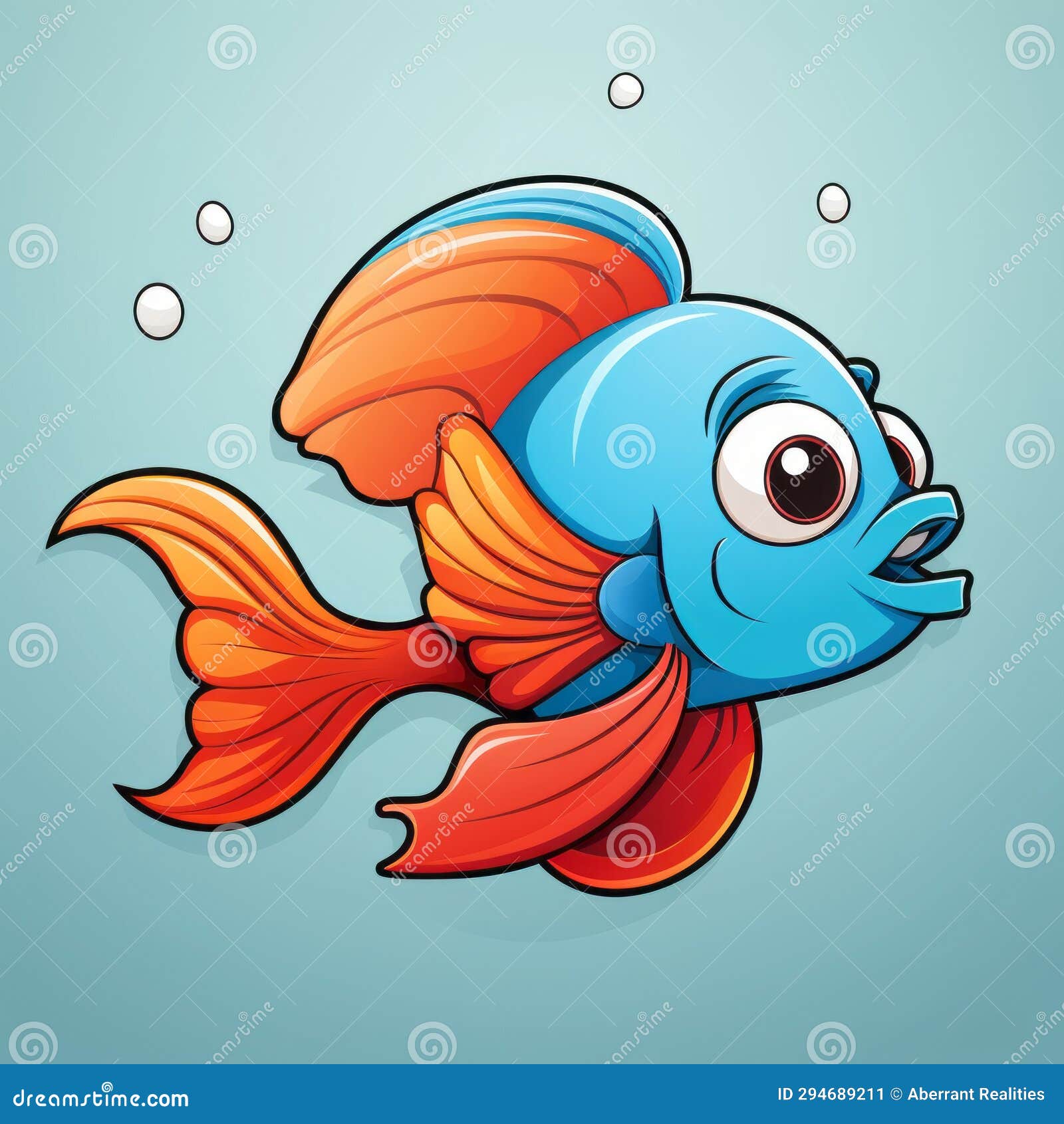 Illustration of a Cartoon Fish with Blue and Orange Colors Stock ...