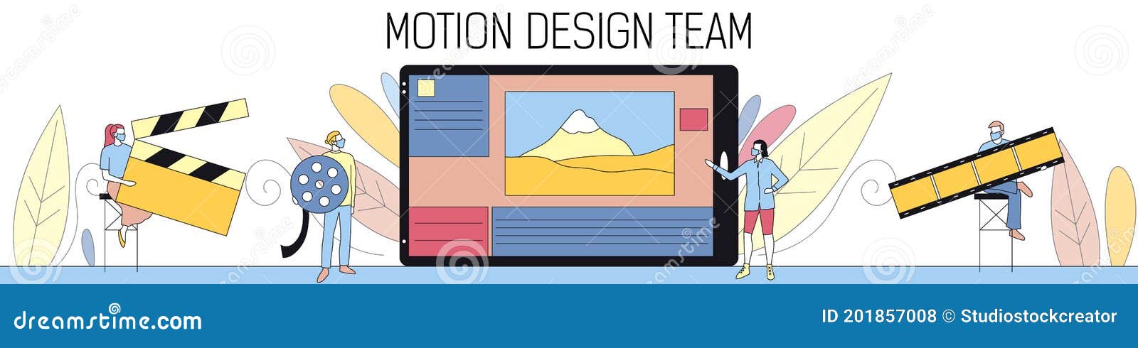 Illustration in Cartoon Flat Style with Outline. Vector Linear ...