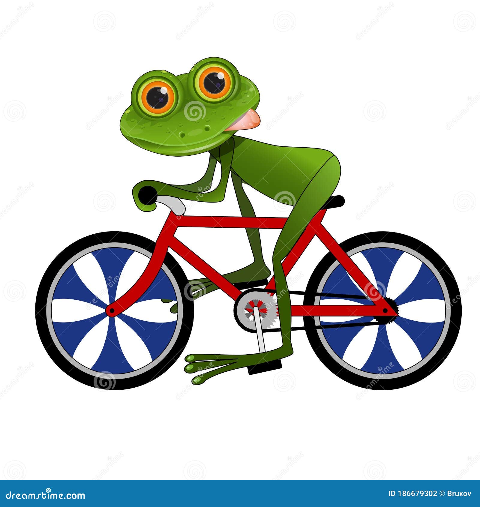 Illustration of a Cartoon Frog on a Bicycle Stock Vector - Illustration ...