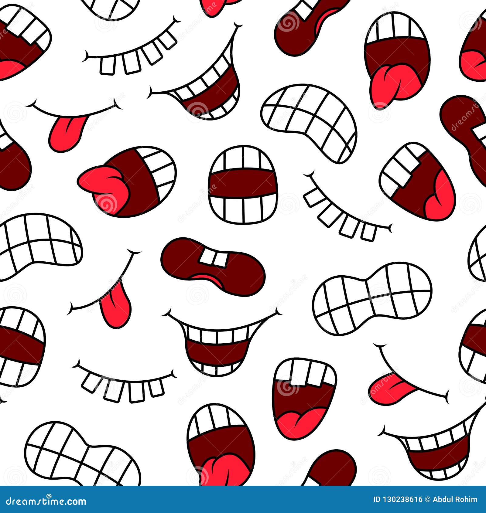 Cartoon Funny Mouth with Different Expressions Stock Illustration ...