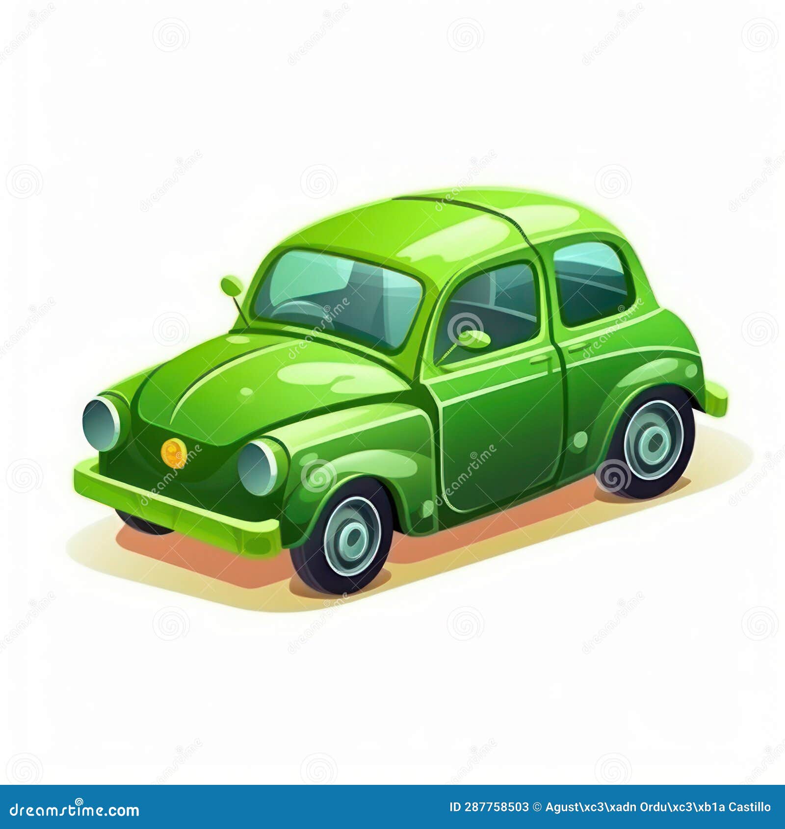 Illustration of a Cartoon of a Green Car. Stock Image - Image of ...