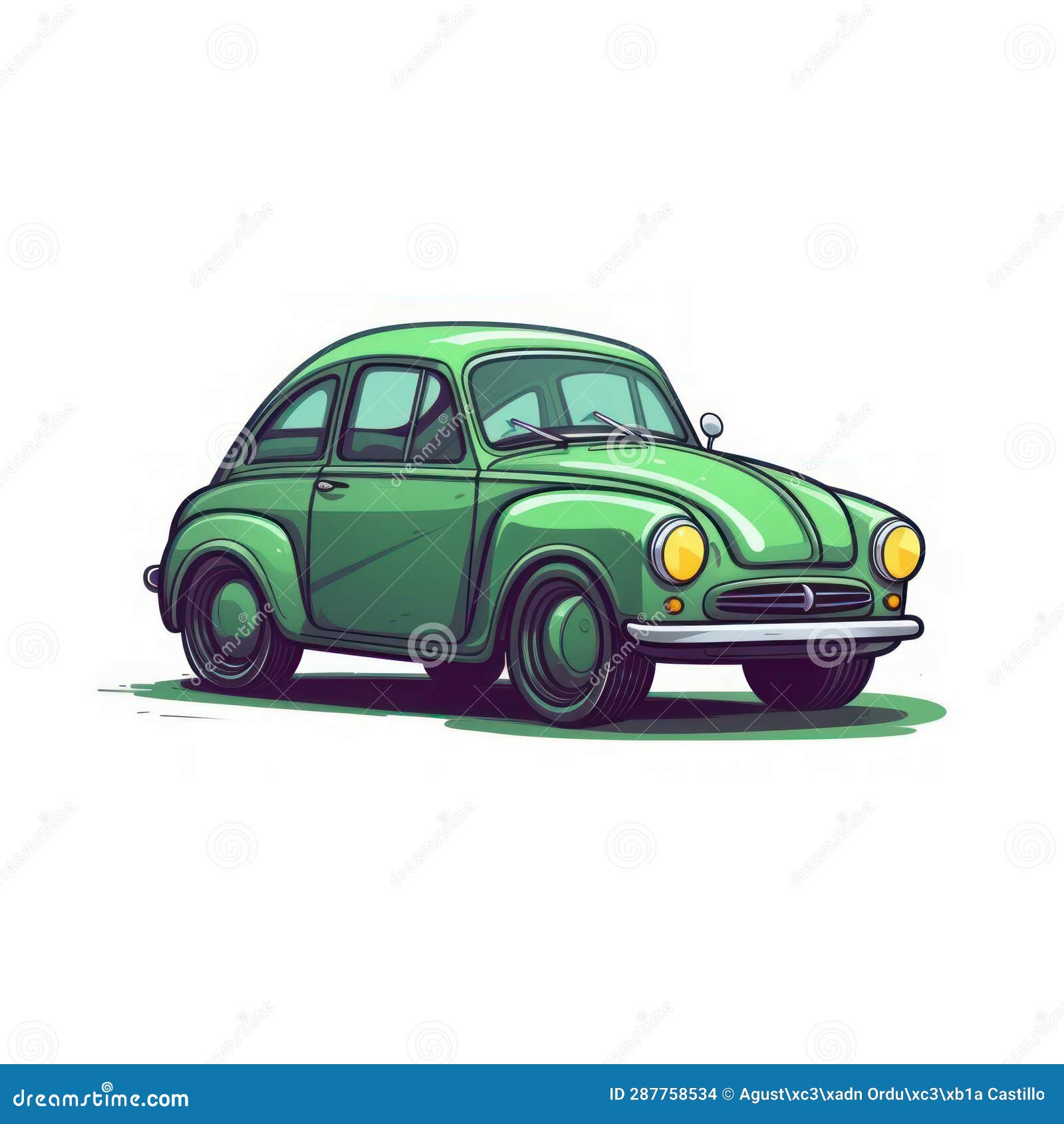 Illustration of a Cartoon of a Green Car. Stock Illustration ...