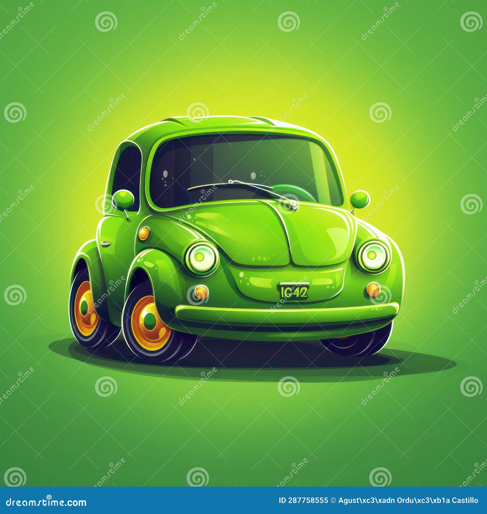 Illustration of a Cartoon of a Green Car. Stock Illustration ...