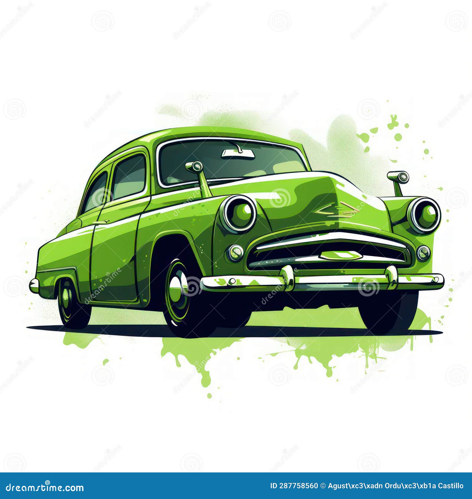 Illustration of a Cartoon of a Green Car. Stock Illustration ...