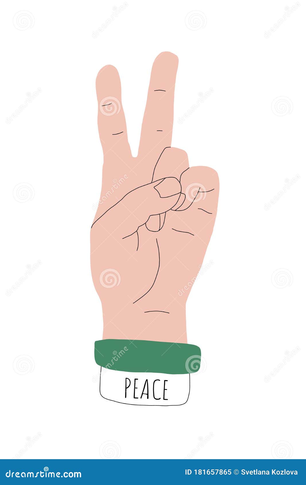 Illustration of a Cartoon Hand Giving a Peace Sign. Eps 10 Vector ...