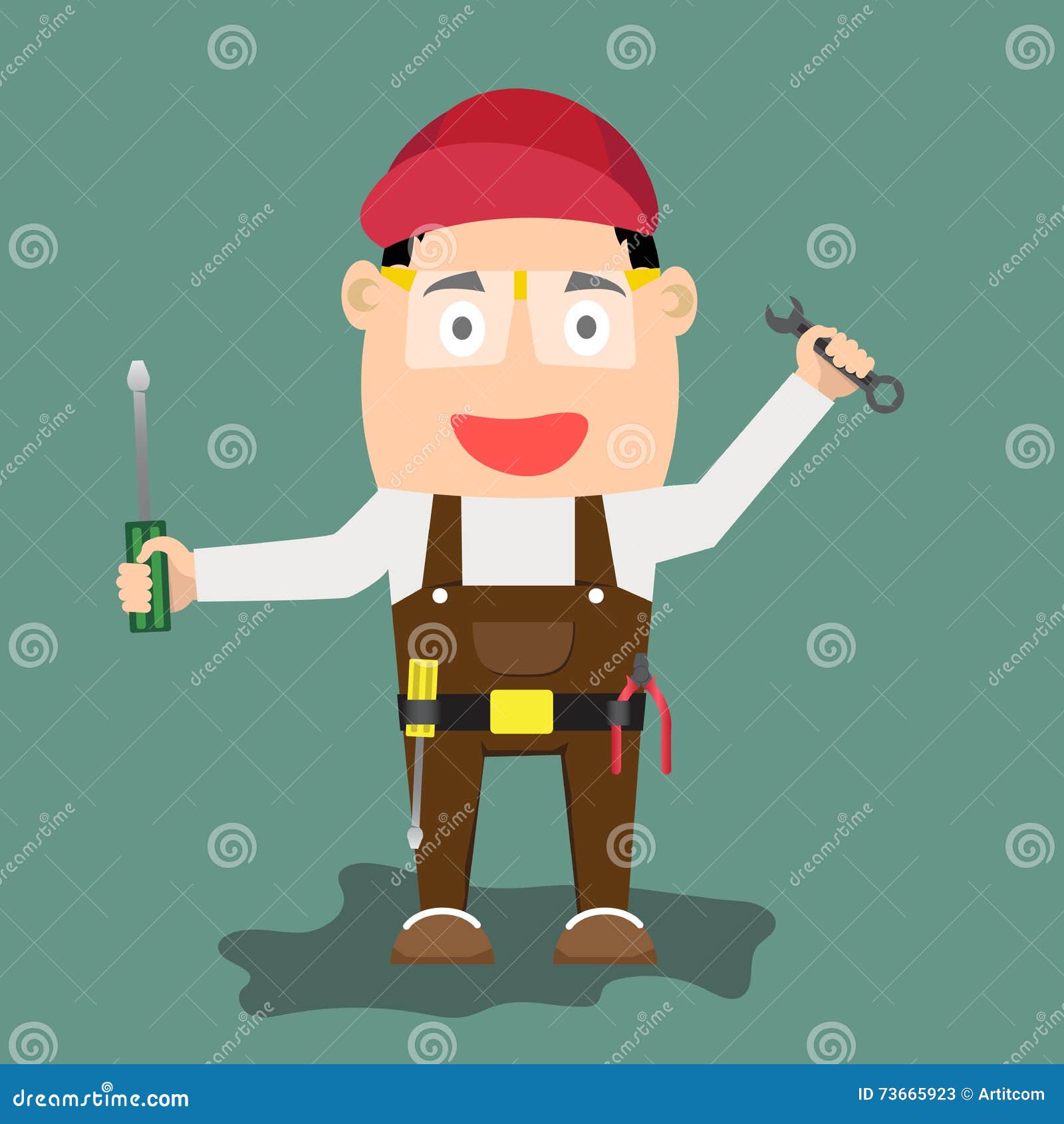 Vector Cartoon Illustration Of A Handyman Cartoon Vector ...