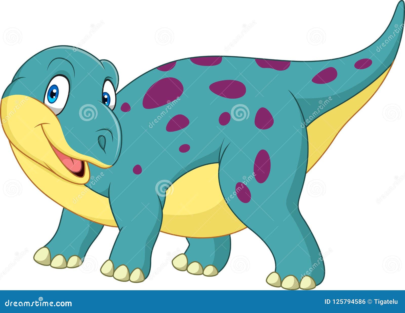 Cartoon Happy Dinosaur Vector Illustration | CartoonDealer.com #125794586