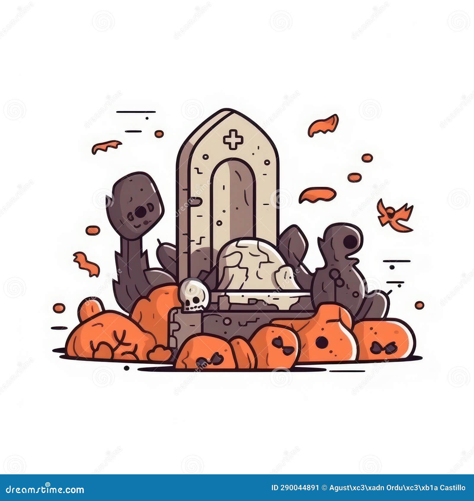 Illustration of a Cartoon Horror Grave for Halloween. Stock ...