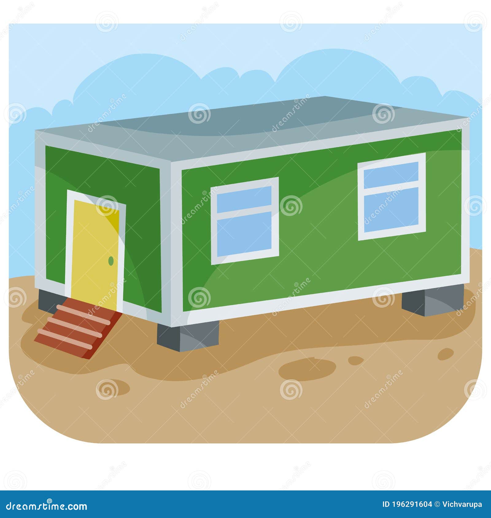 Illustration of Cartoon House Container Construction Worker, Vector ...