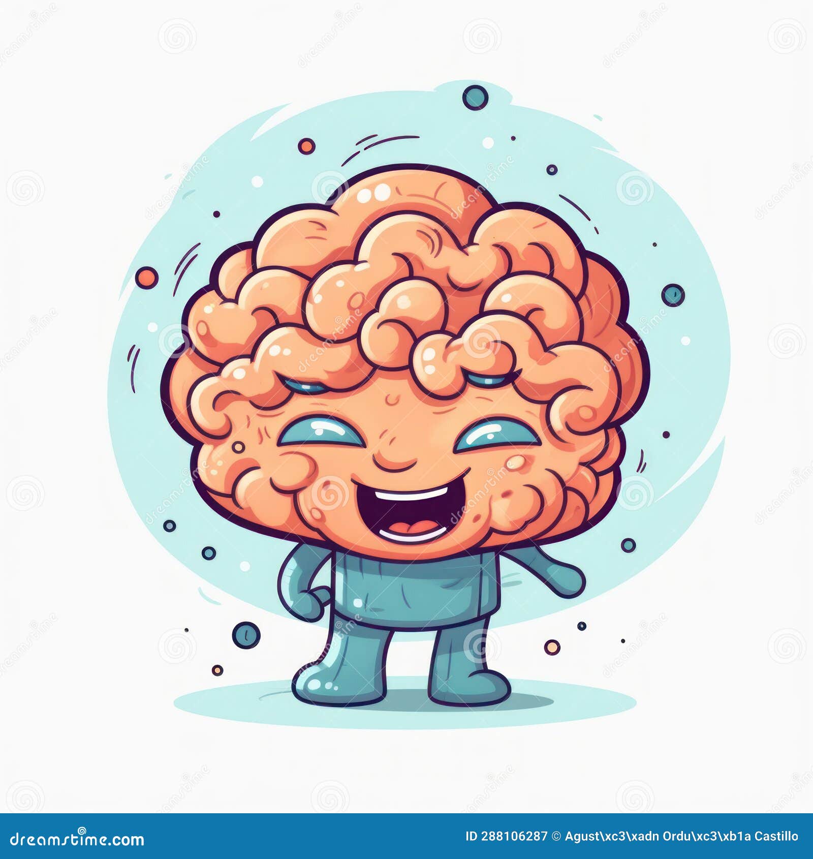Illustration of a Cartoon of a Human Brain. Generative AI. Stock ...