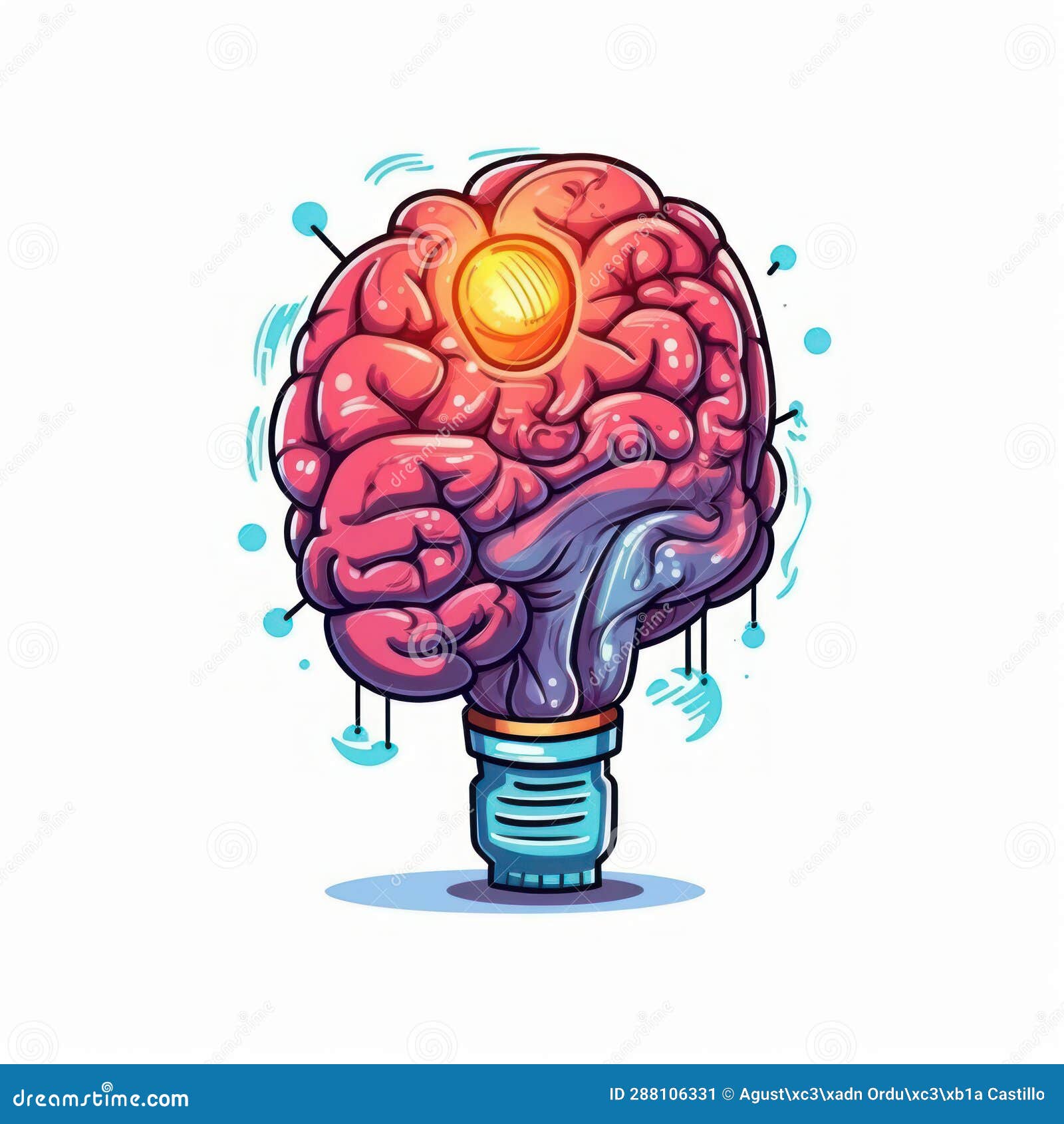 Illustration of a Cartoon of a Human Brain. Generative AI. Stock ...