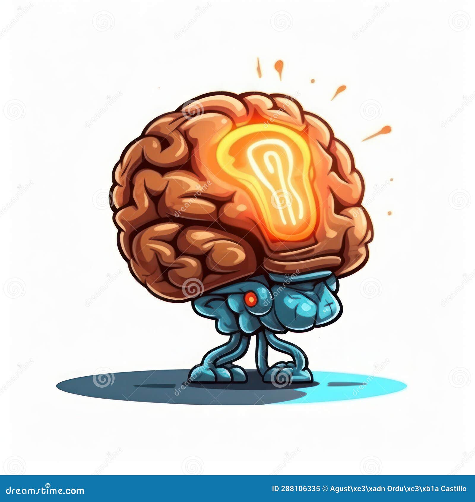 Illustration of a Cartoon of a Human Brain. Generative AI. Stock ...