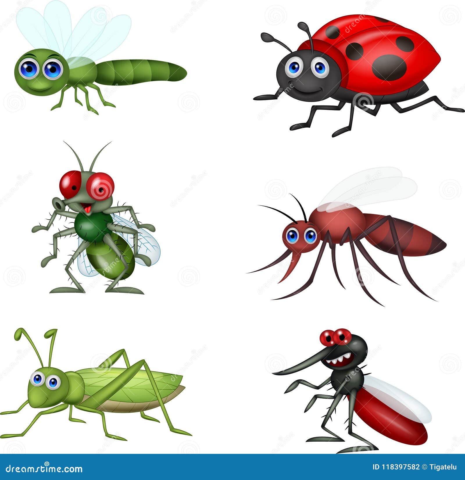 Cartoon Insect Collection Set Stock Illustration - Illustration of ...