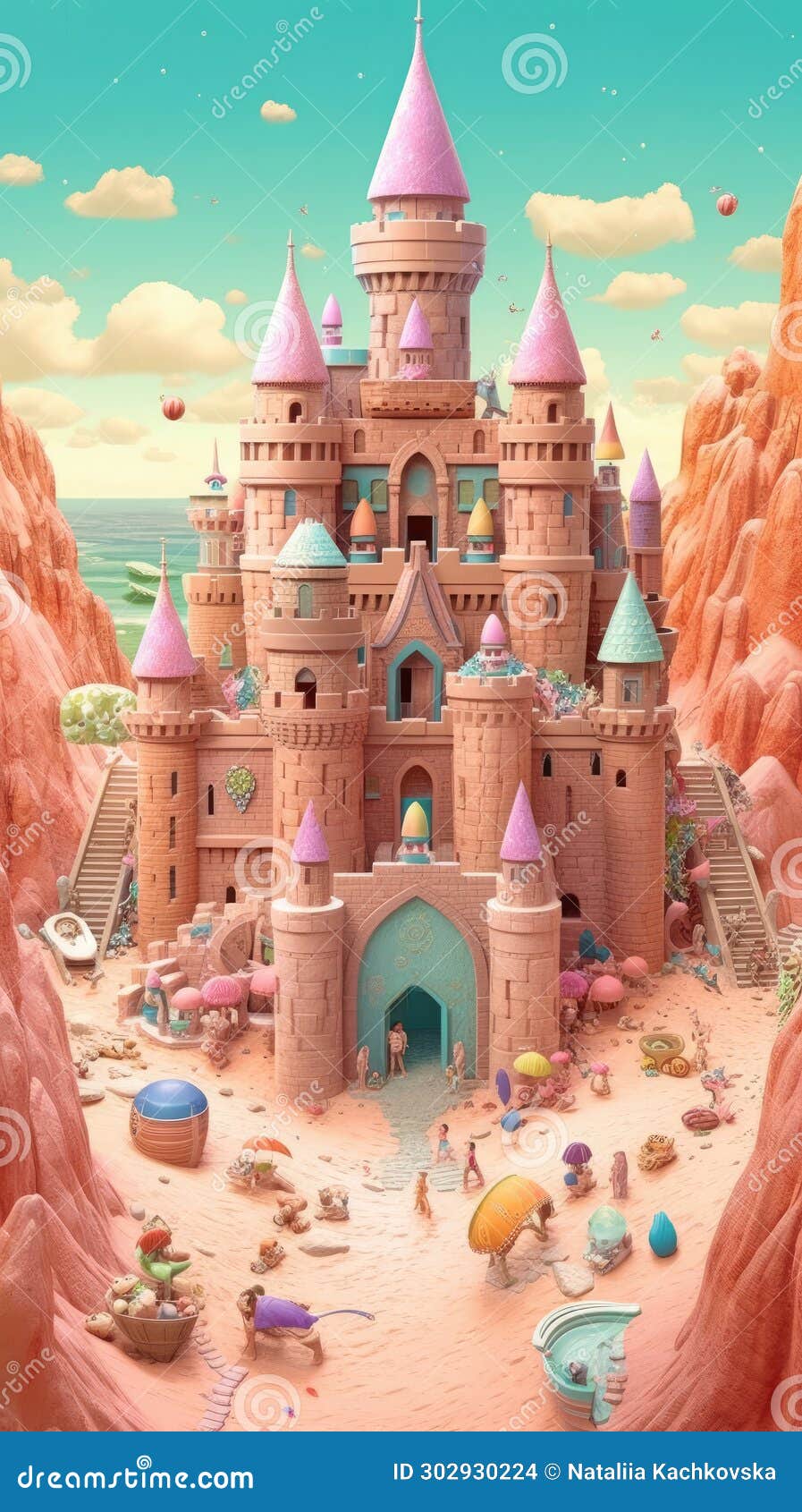 Cartoon magic castle stock photo. Image of fairy, artistic - 302930224