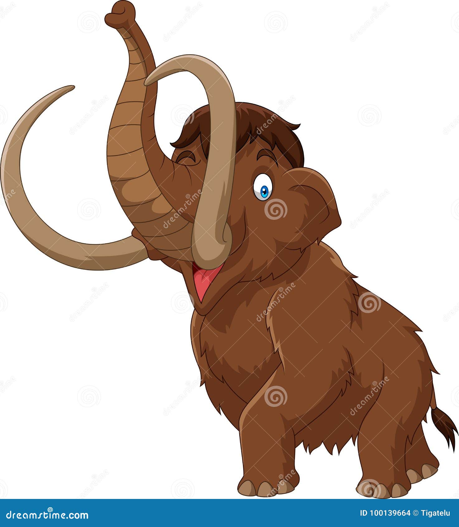 Cartoon Mammoth On The Background Of A Prehistoric Nature. Educational ...