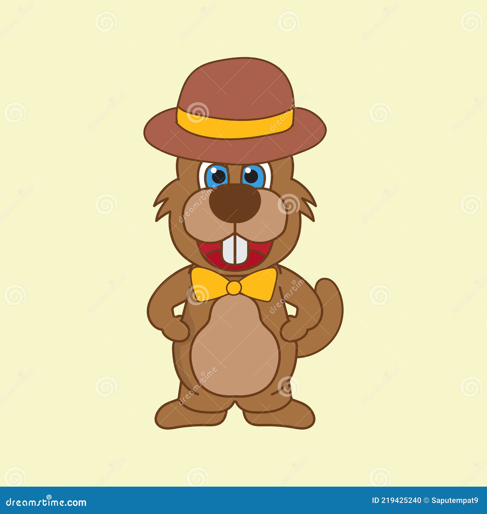 Illustration of Cartoon Mascot of Beaver with Hat and Tie Stock Vector ...