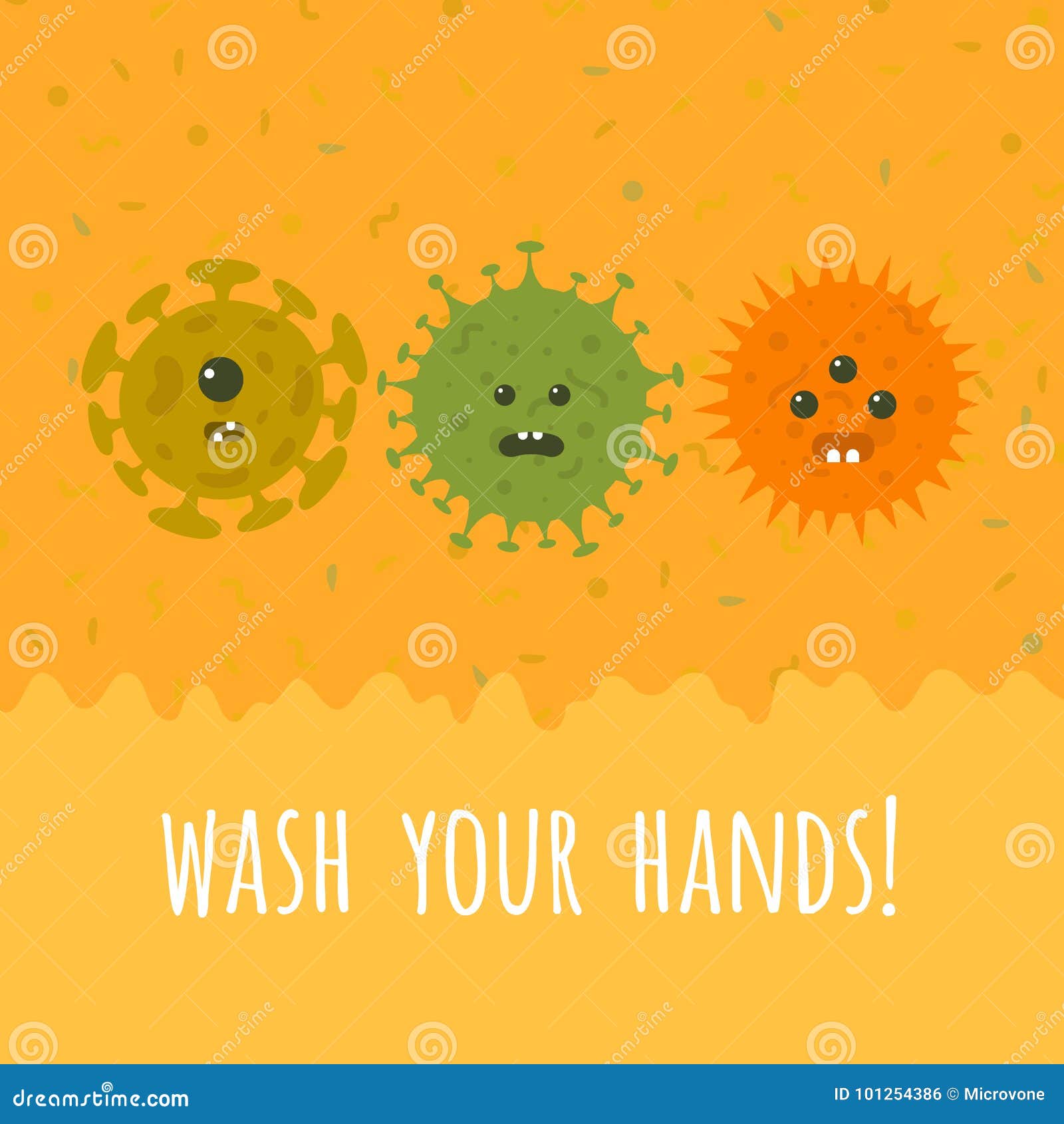 Cartoon Microbes Peek Out From A Magnifying Lens. Hand With Viruses ...