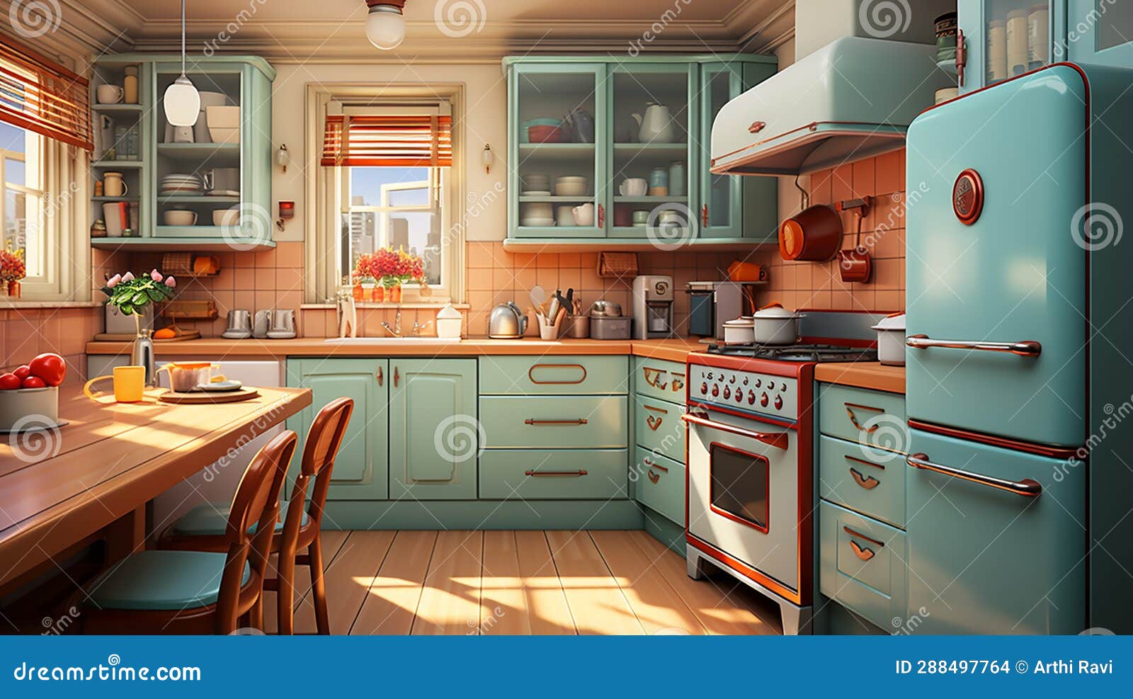 Illustration of a Modern Kitchen Stock Illustration - Illustration of ...