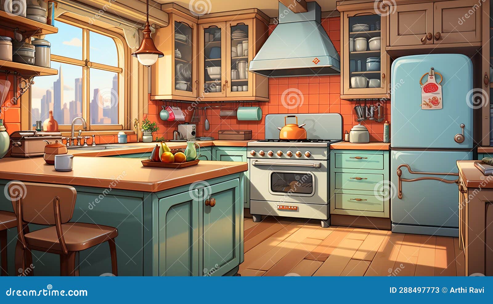 Illustration of a Modern Kitchen Stock Illustration - Illustration of ...