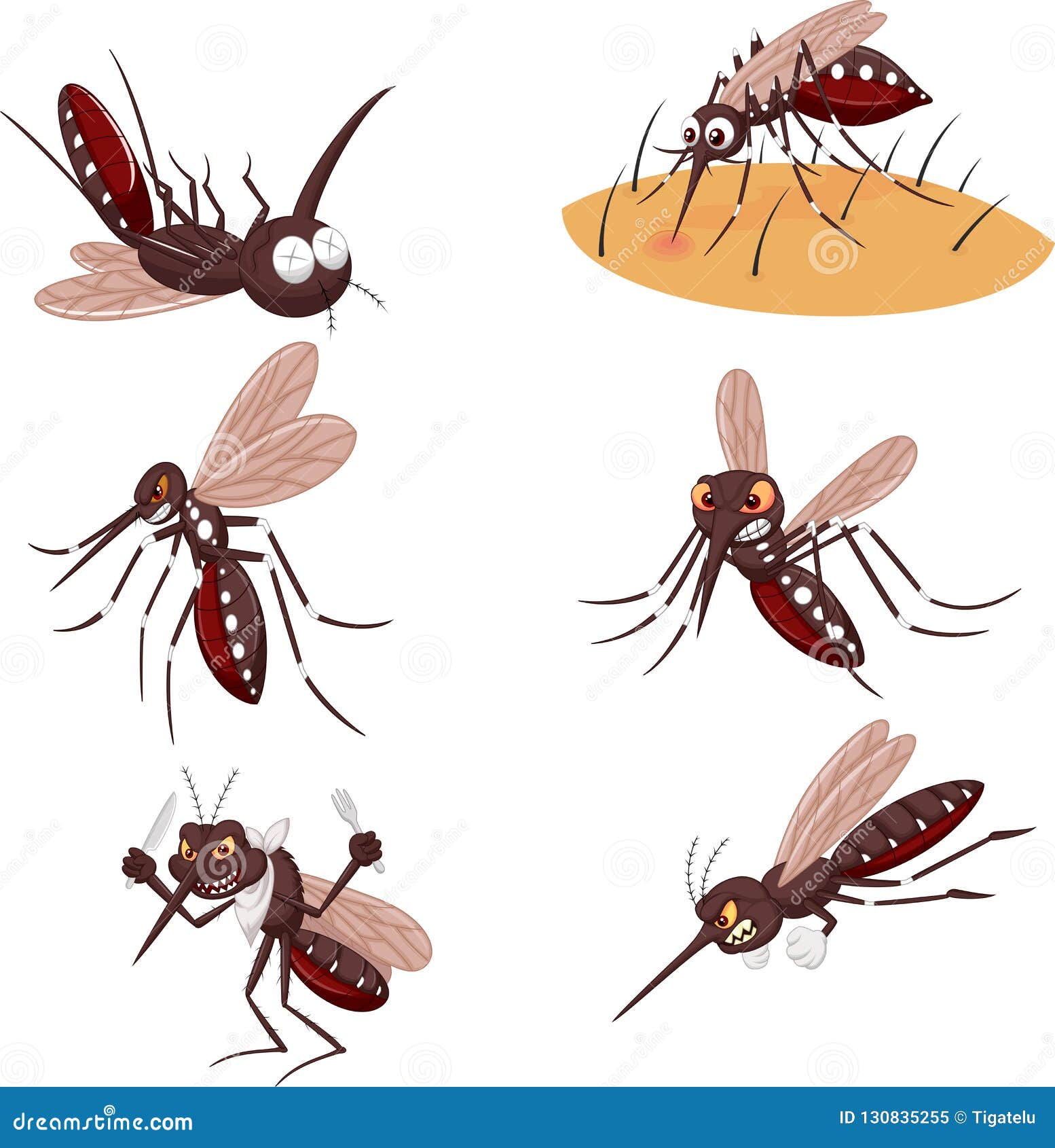 Cartoon Mosquito Collection Set Stock Vector - Illustration of attack ...