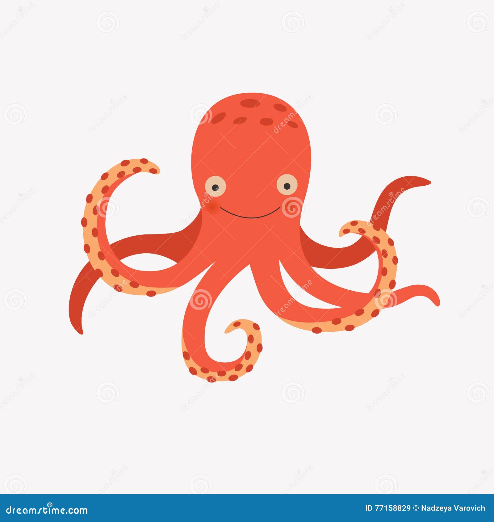 Illustration of Cartoon Octopus Vector. Stock Vector - Illustration of ...
