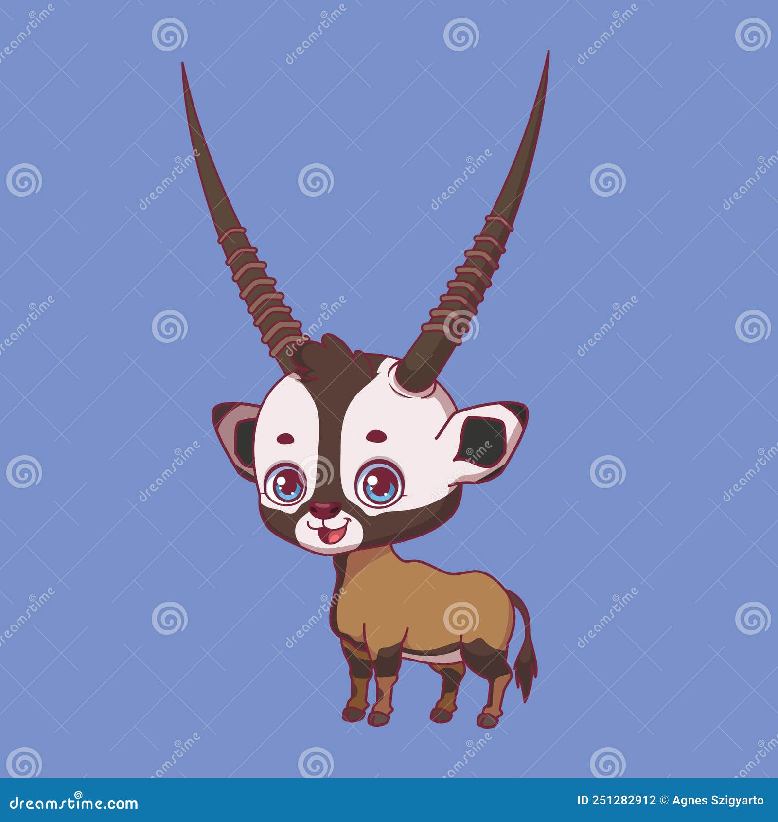 Illustration of a Cartoon Oryx on Colorful Background Stock Vector ...