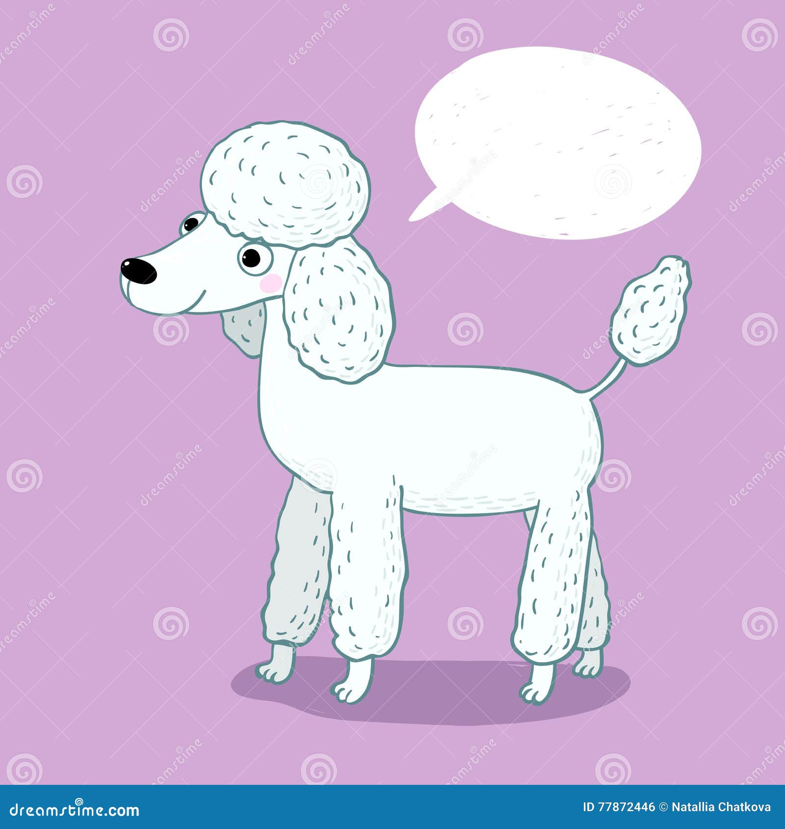 Illustration with Cartoon Poodle. Stock Vector - Illustration of gray ...