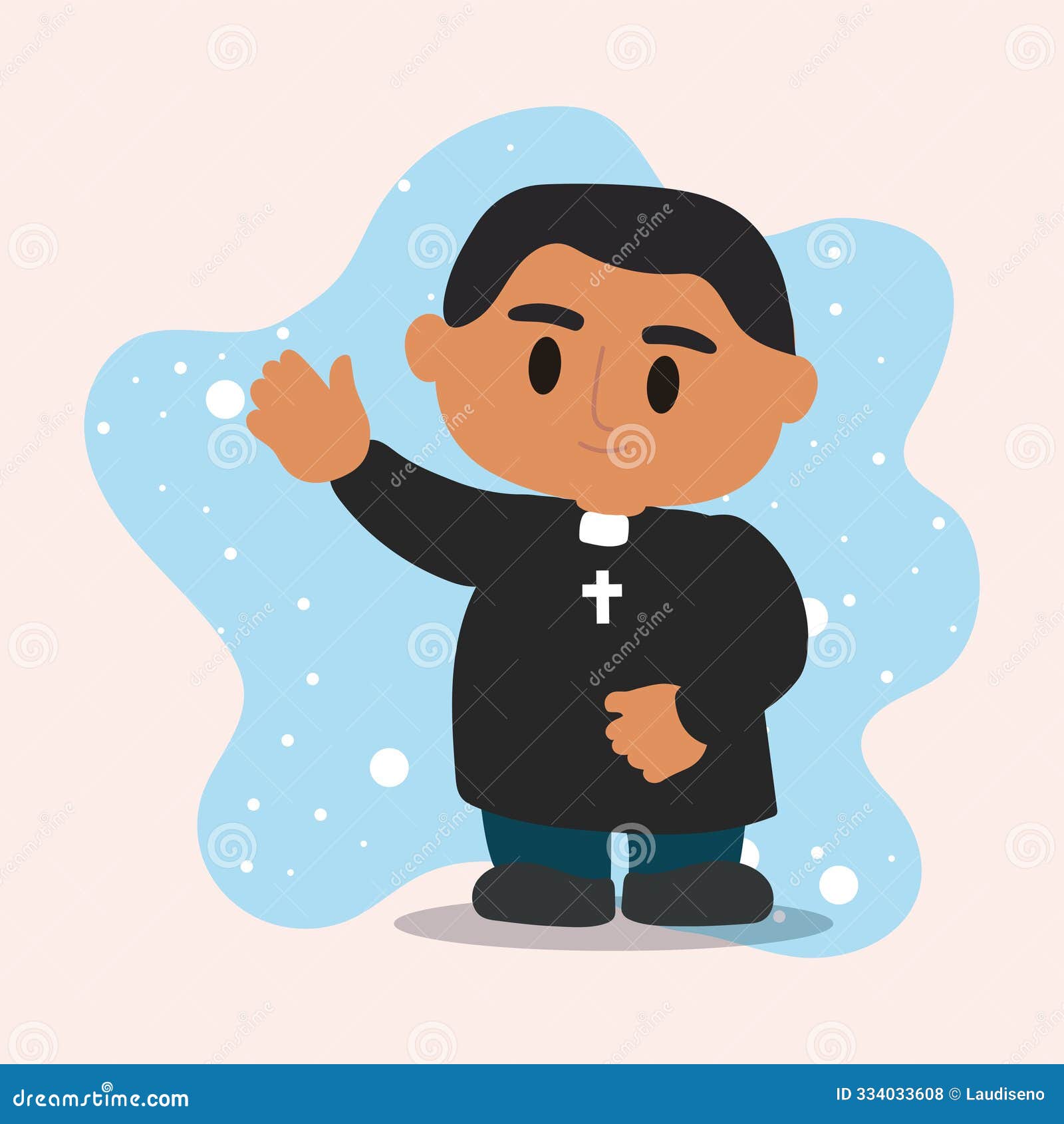 Cartoon Priest in Black Robe Smiling and Waving, Vector Stock Vector - Illustration of priest ...