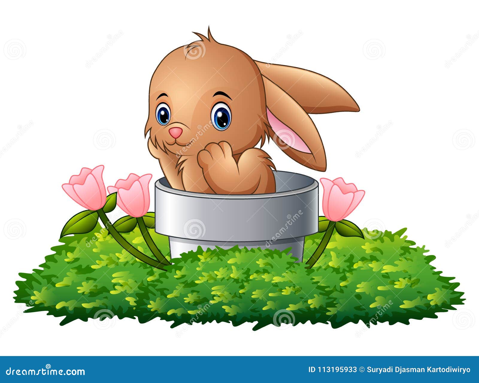 Cartoon rabbit in the hole stock vector. Illustration of little - 113195933