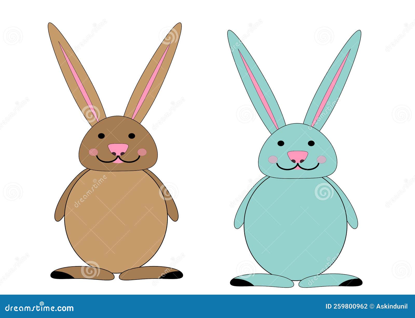 Small Happy Cute Cartoon Two Rabbits Stock Vector - Illustration of ...