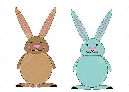 Small Happy Cute Cartoon Two Rabbits Stock Vector - Illustration of ...