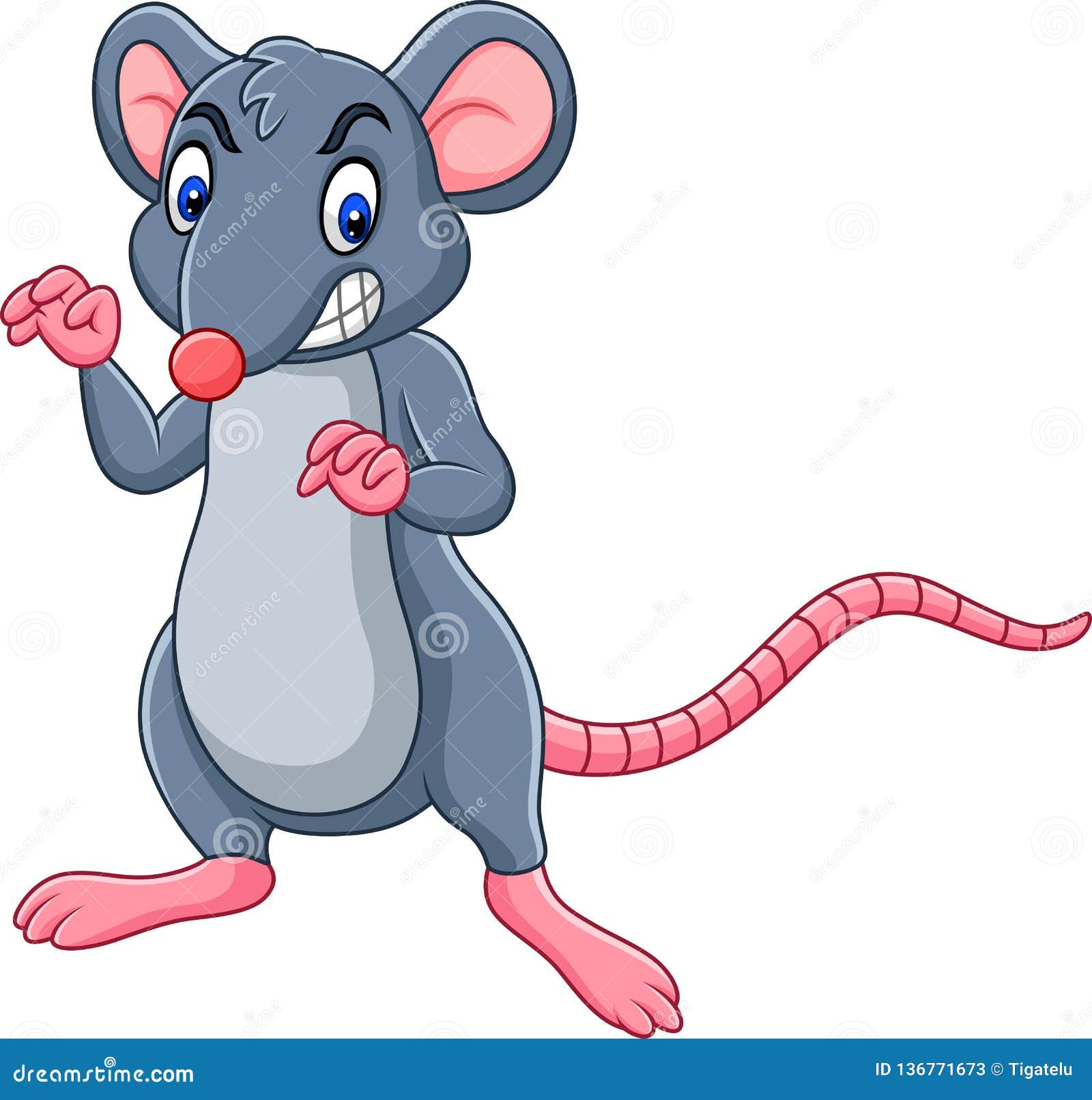 Cartoon Rat with Angry Expression Stock Vector - Illustration of grey ...