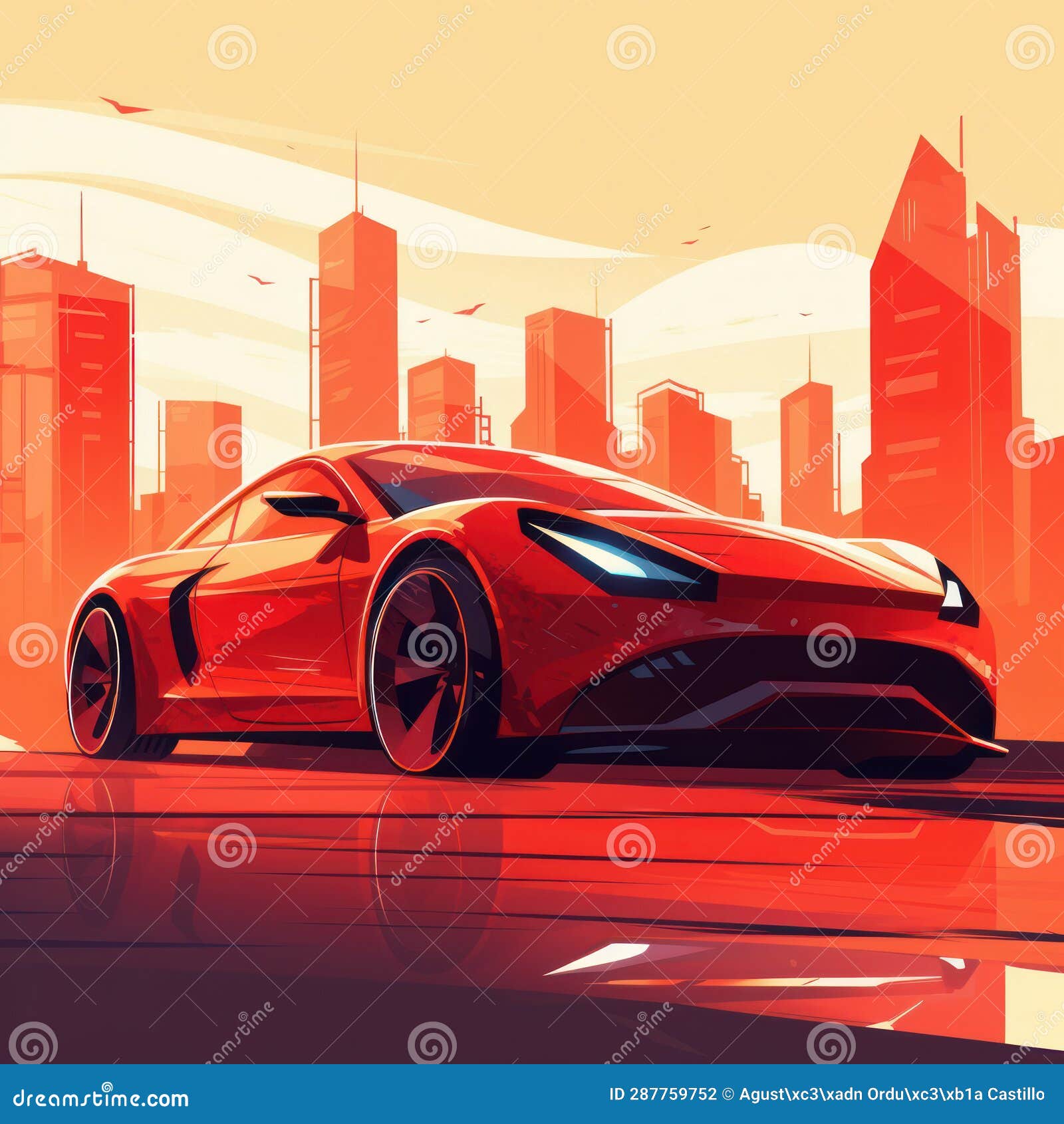 Illustration of a Cartoon of a Red Car. Stock Illustration ...