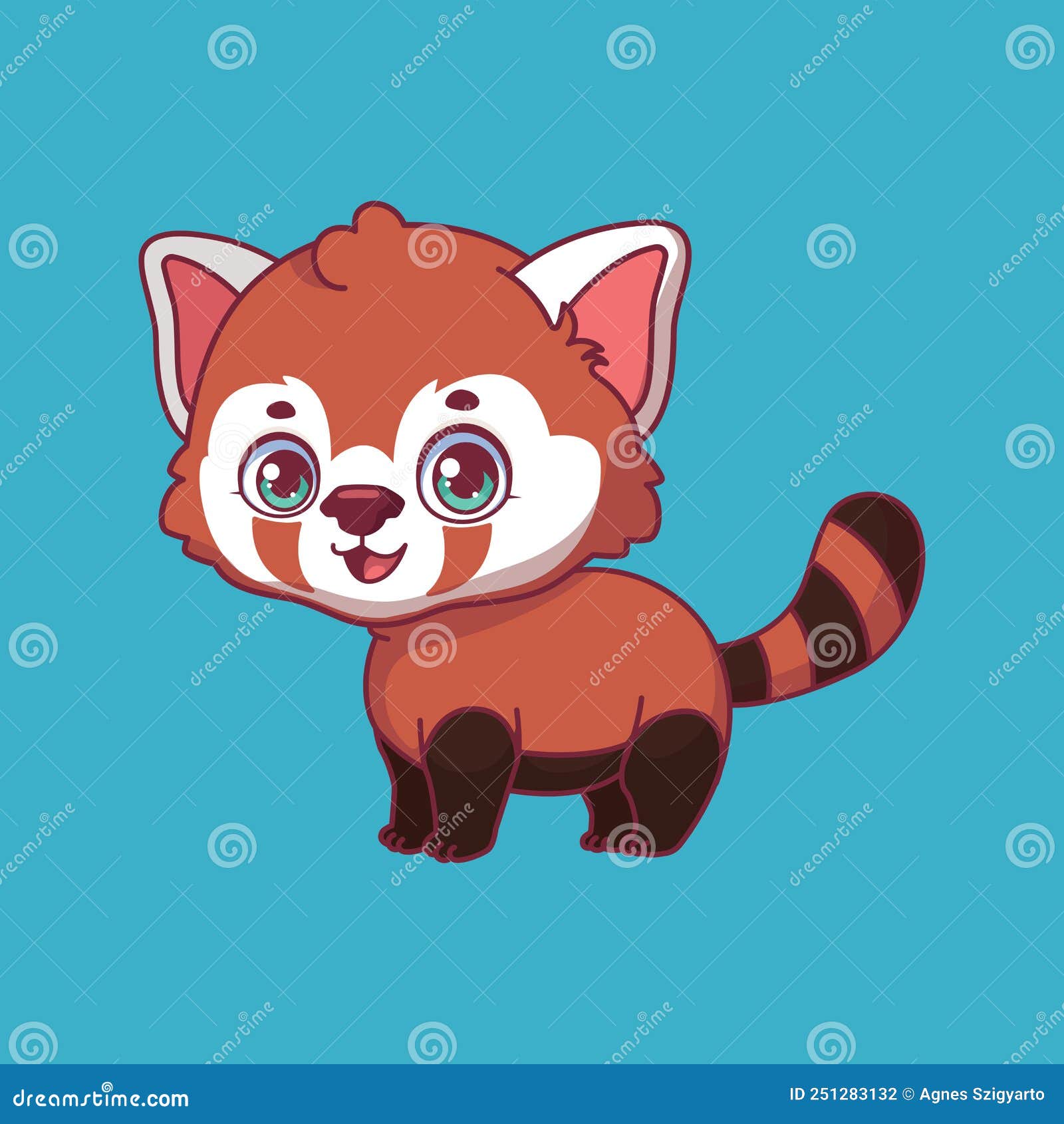 Illustration of a Cartoon Red Panda on Colorful Background Stock Vector ...