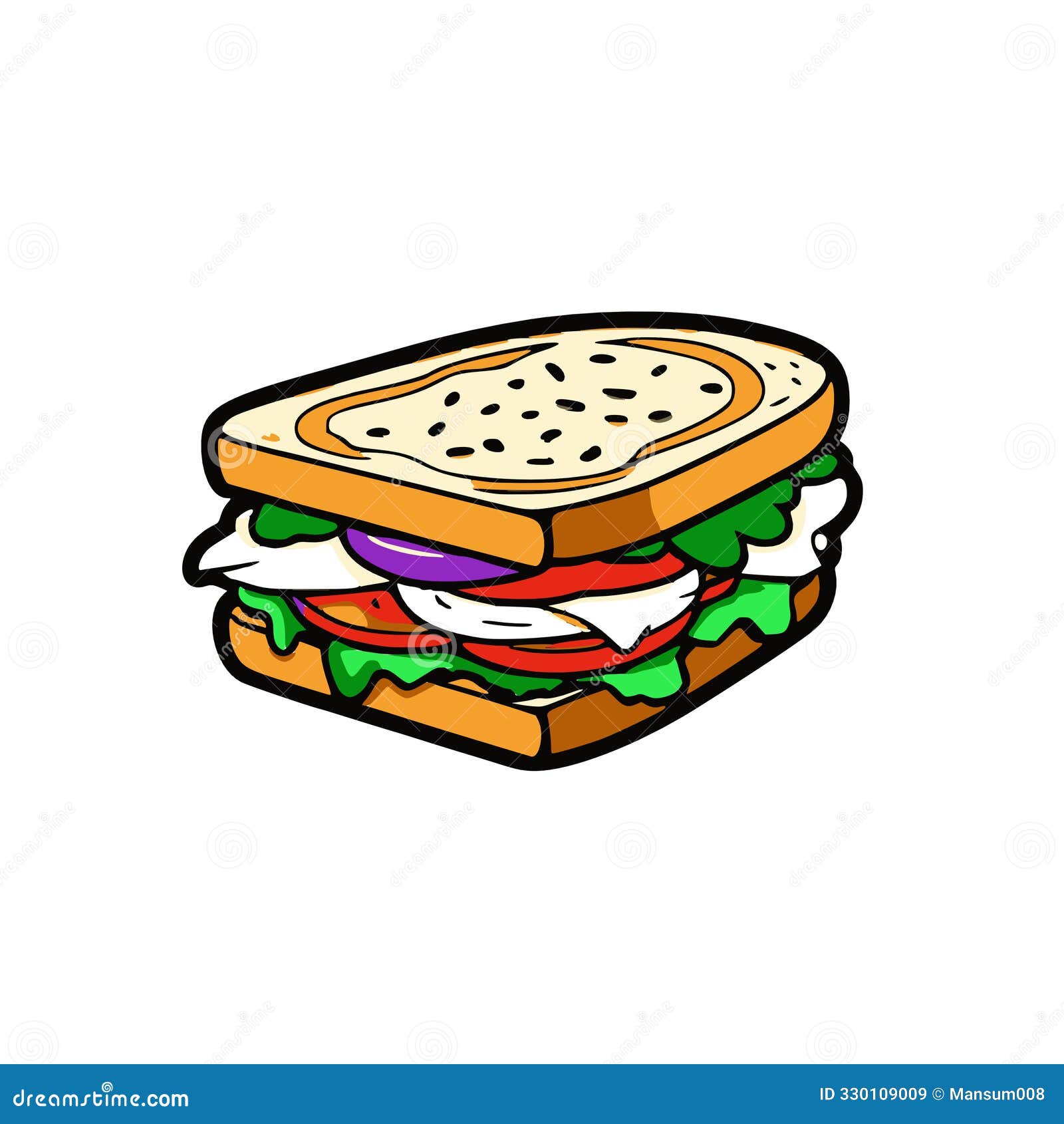 Cartoon Sandwich Bread Clipart - Cute Food Illustration For Designs And ...