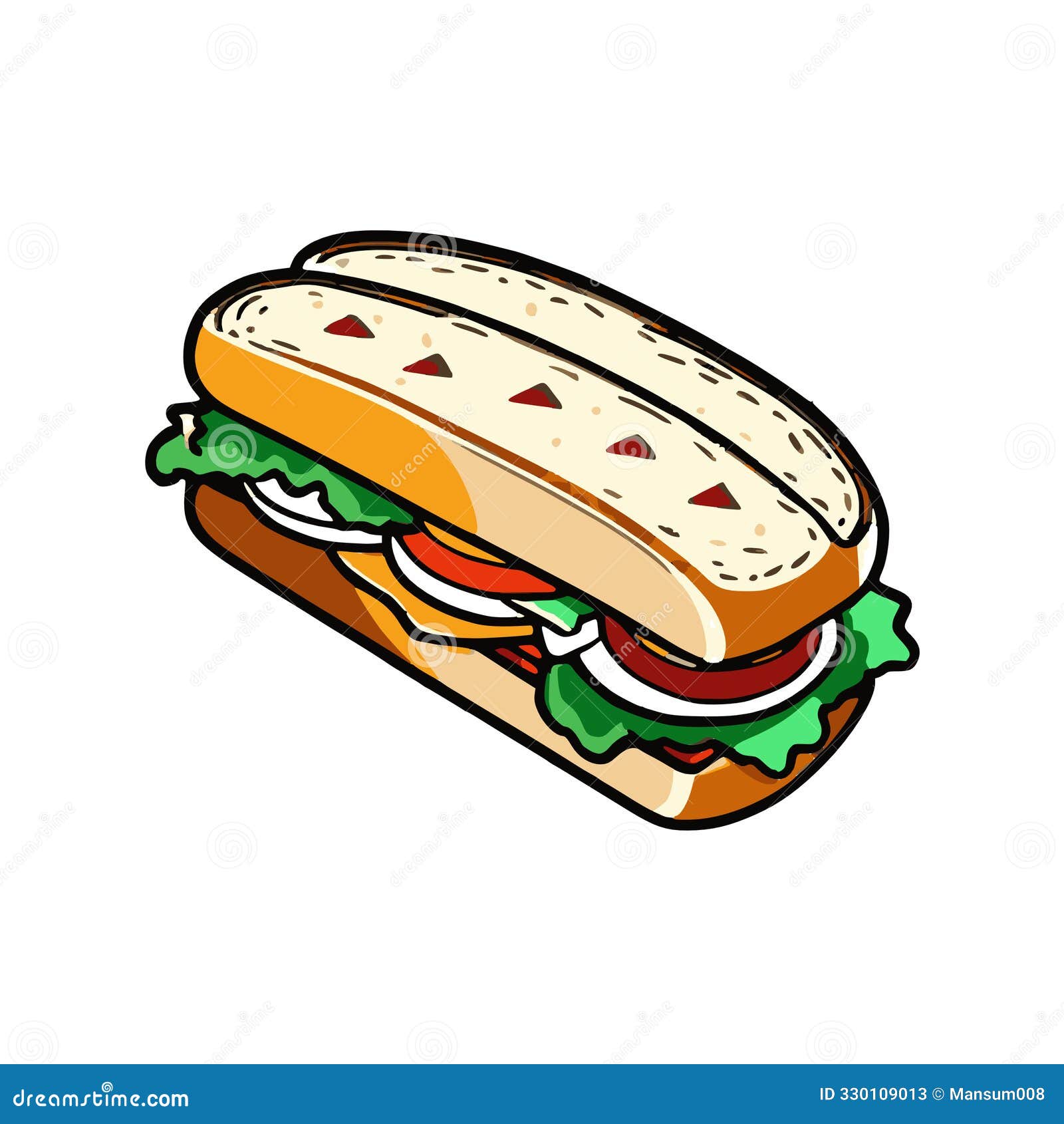 Cartoon Sandwich Bread Clipart - Cute Food Illustration For Designs And ...