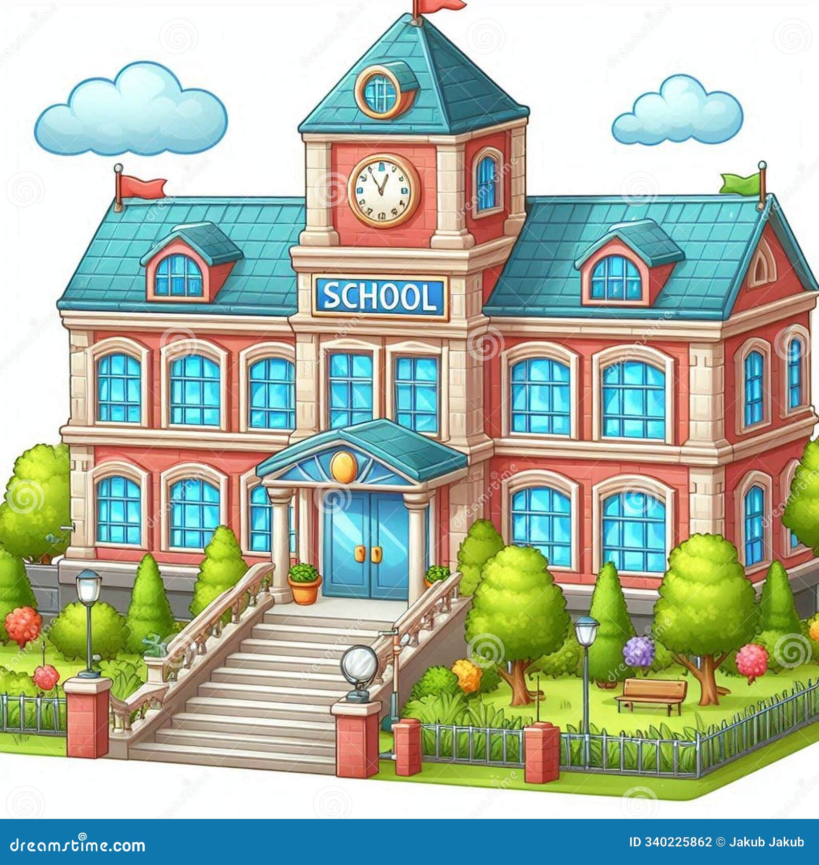 Illustration of Cartoon School Building Stock Illustration ...