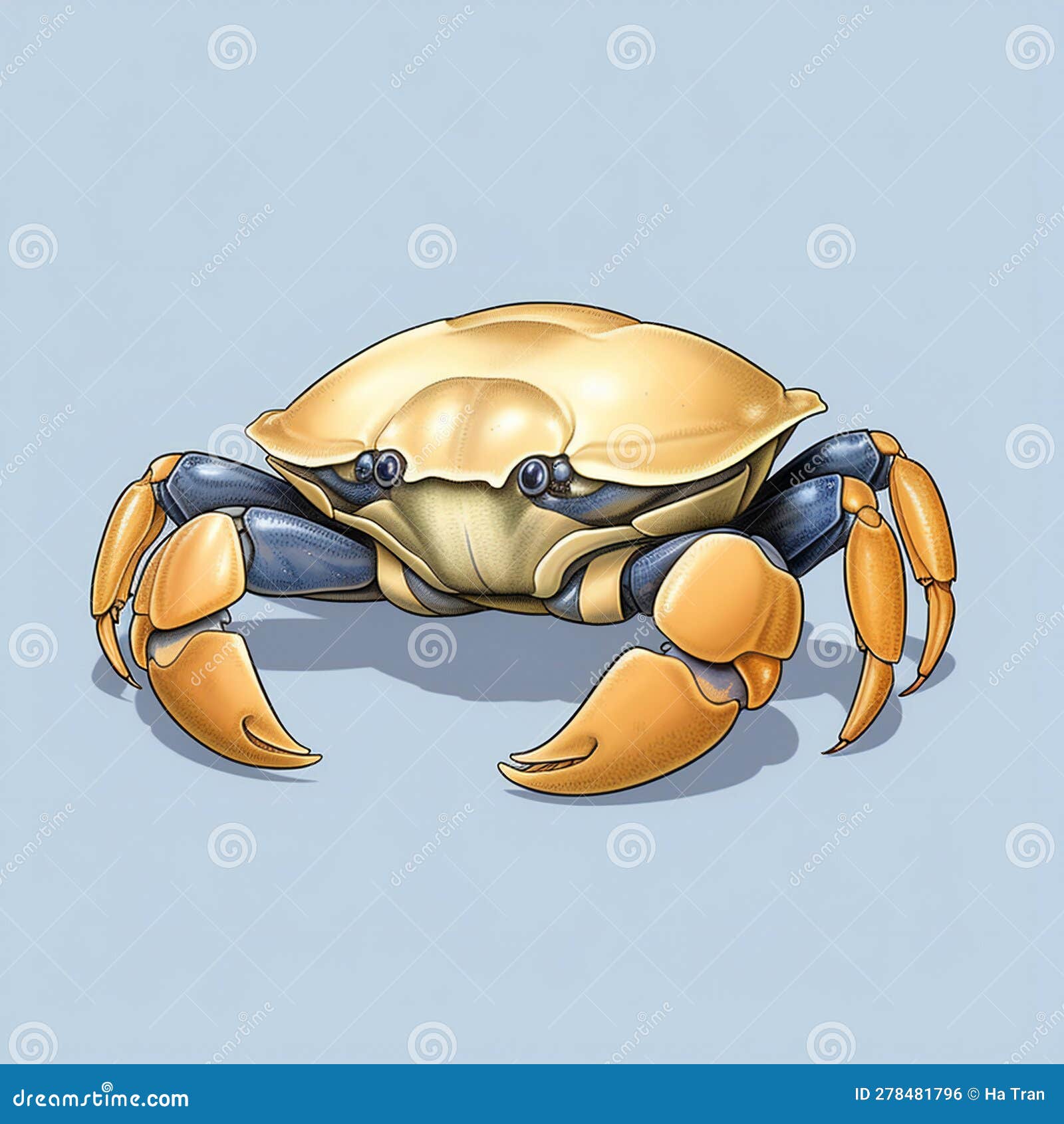 Illustration of a Cartoon Sea Crab on a Light Blue Background Stock ...