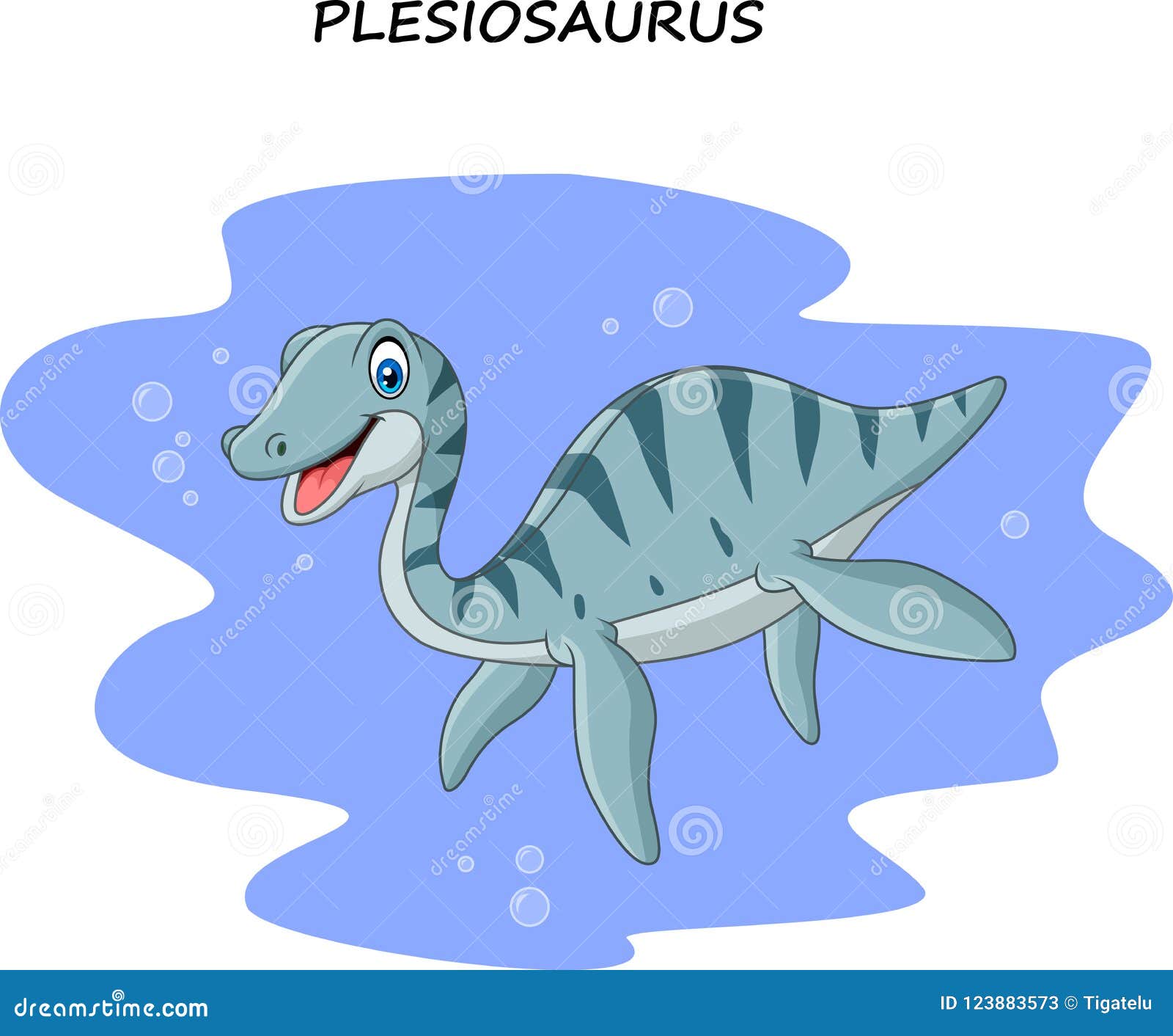 Cartoon Smiling Plesiosaurus Stock Vector - Illustration of comic, blue ...
